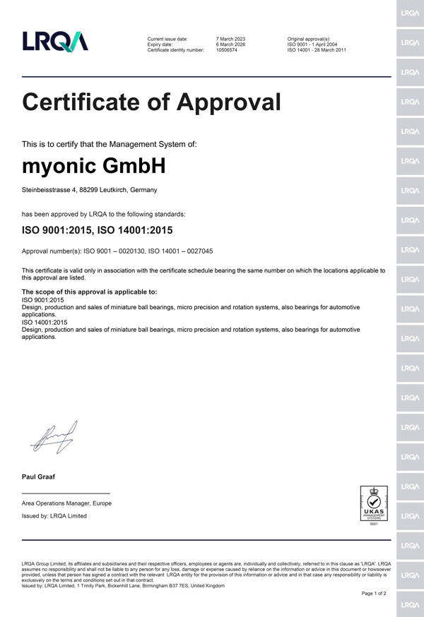 General principles of miniature ball bearings - myonic GmbH